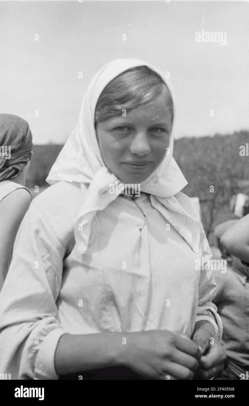 Second World War. For billeting. Soviet Union. Portrait of a girl (folk ...