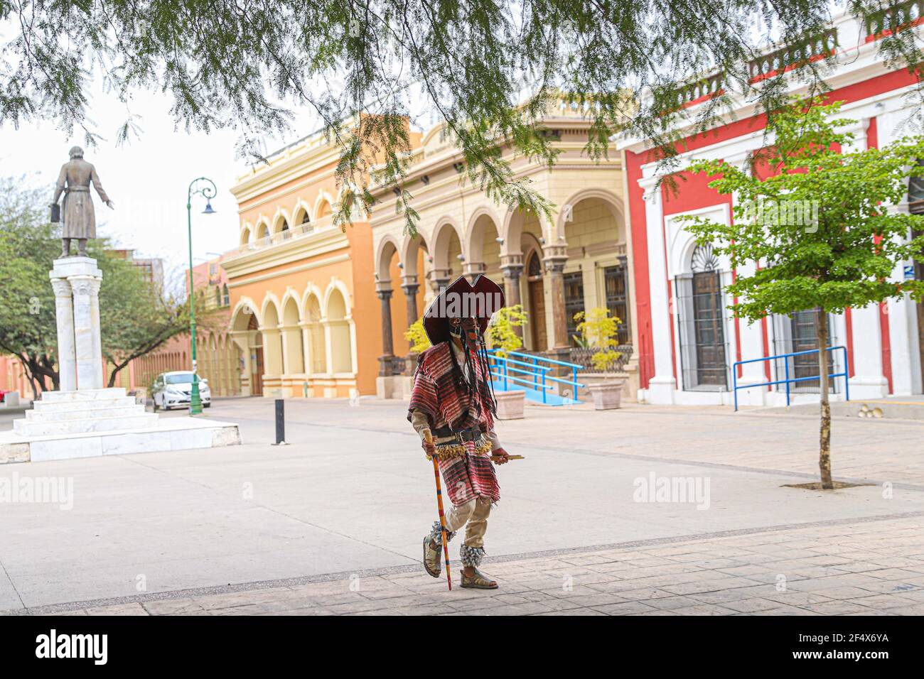 Easter Yaqui Pharisees from the Yaqui tribe walk the streets of Plaza ...