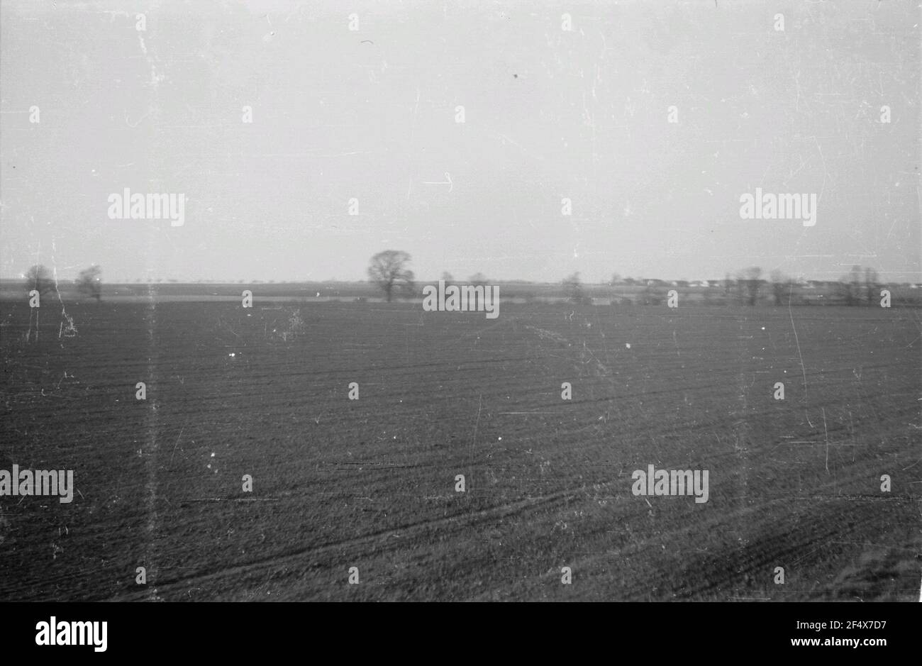 Second World War. Level landscape, taken from the train direction ...