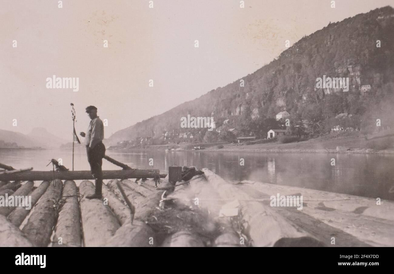 Floating raft with rafts on the päsch (= rudder) standing Stock Photo ...