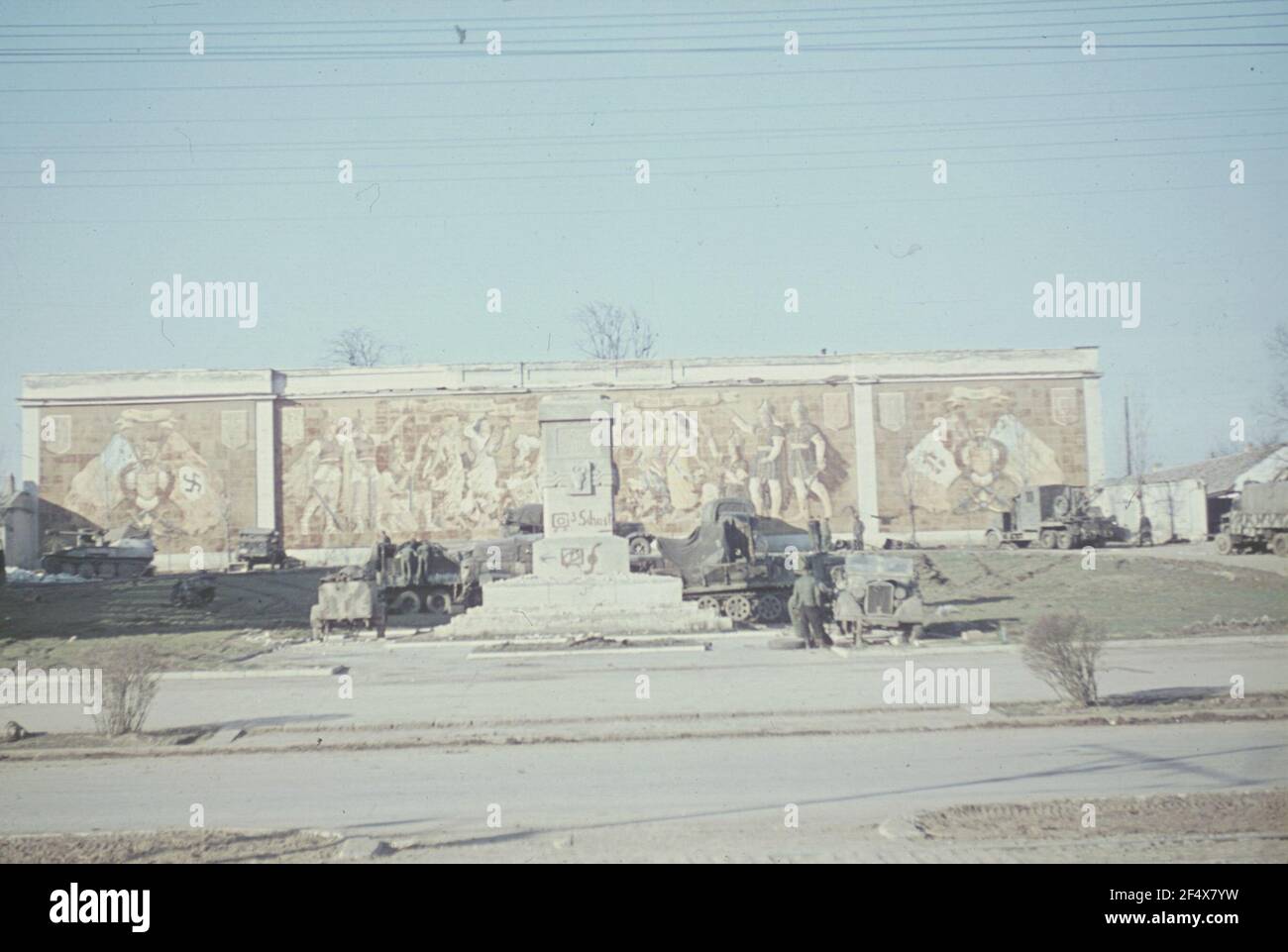 Second World War. Vehicles and soldiers of the German Wehrmacht in ...