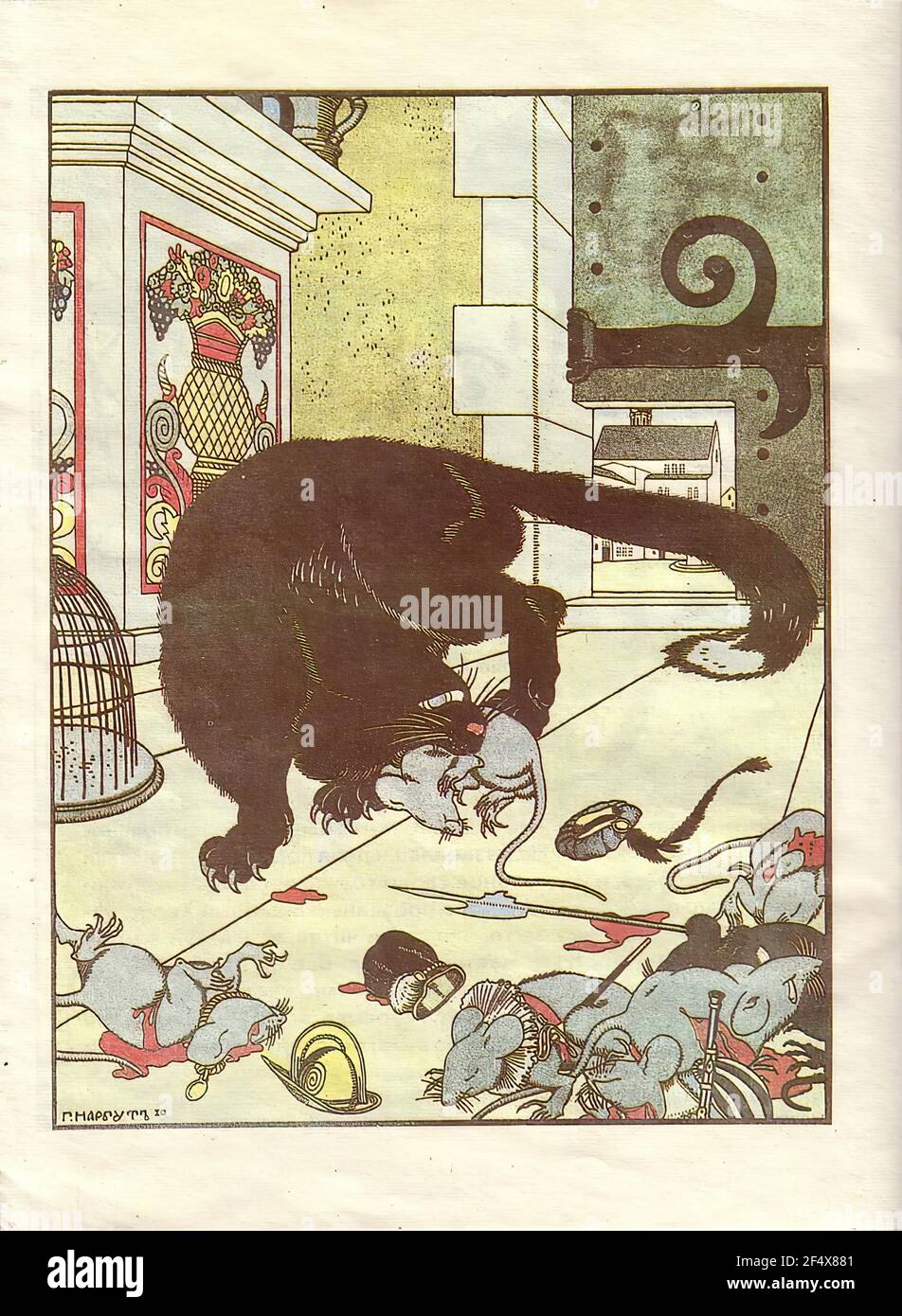 Gueorgui Narbout - Illustration Book How Mice Buried Cat Zhukovsky 1910 ...