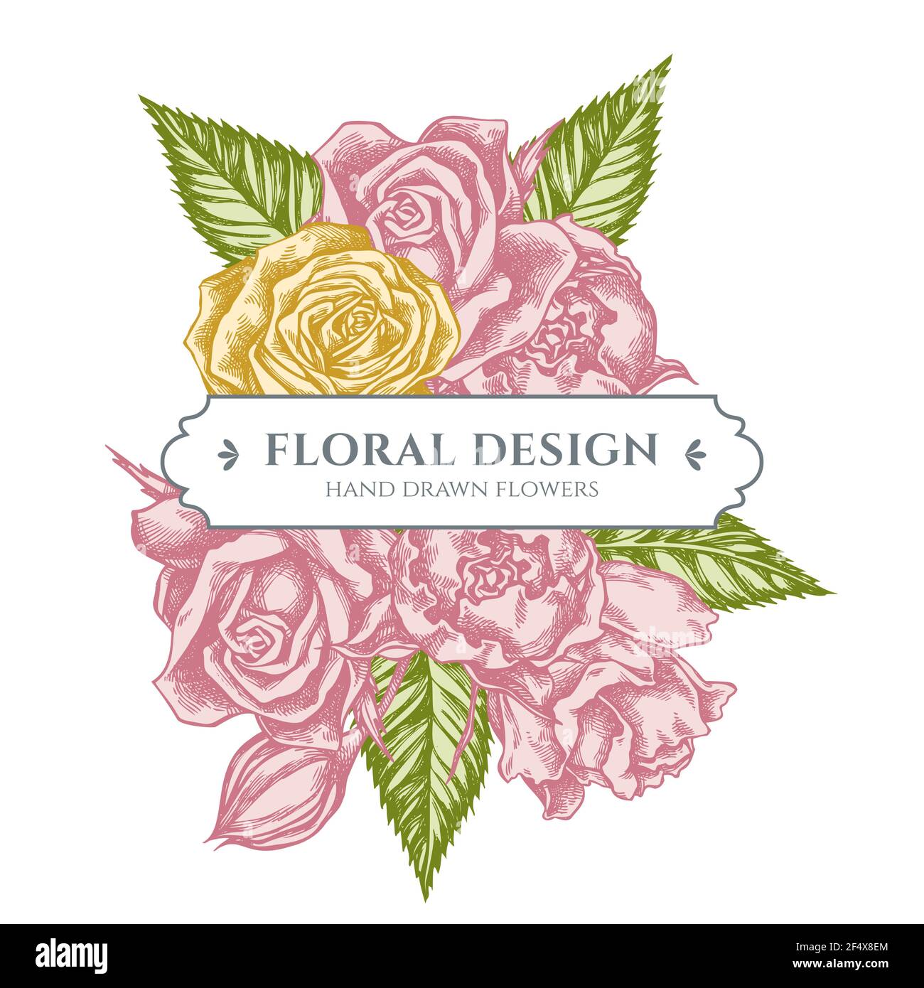 Floral bouquet design with pastel roses Stock Vector Image & Art - Alamy
