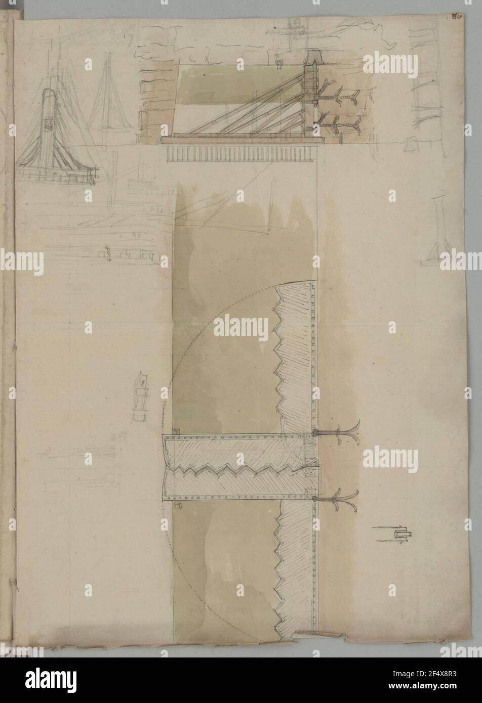 Rotary bridge, longitudinal section and supervision Stock Photo - Alamy
