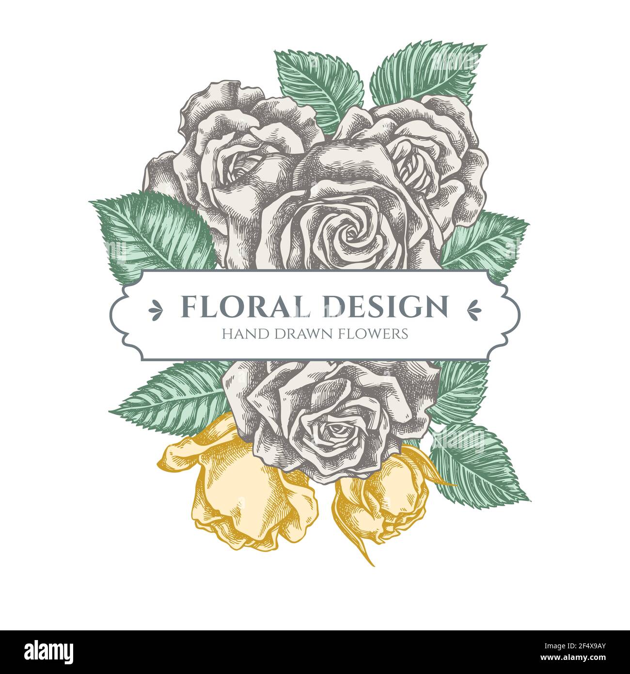 Bouquet pink roses copy Stock Vector Images - Alamy