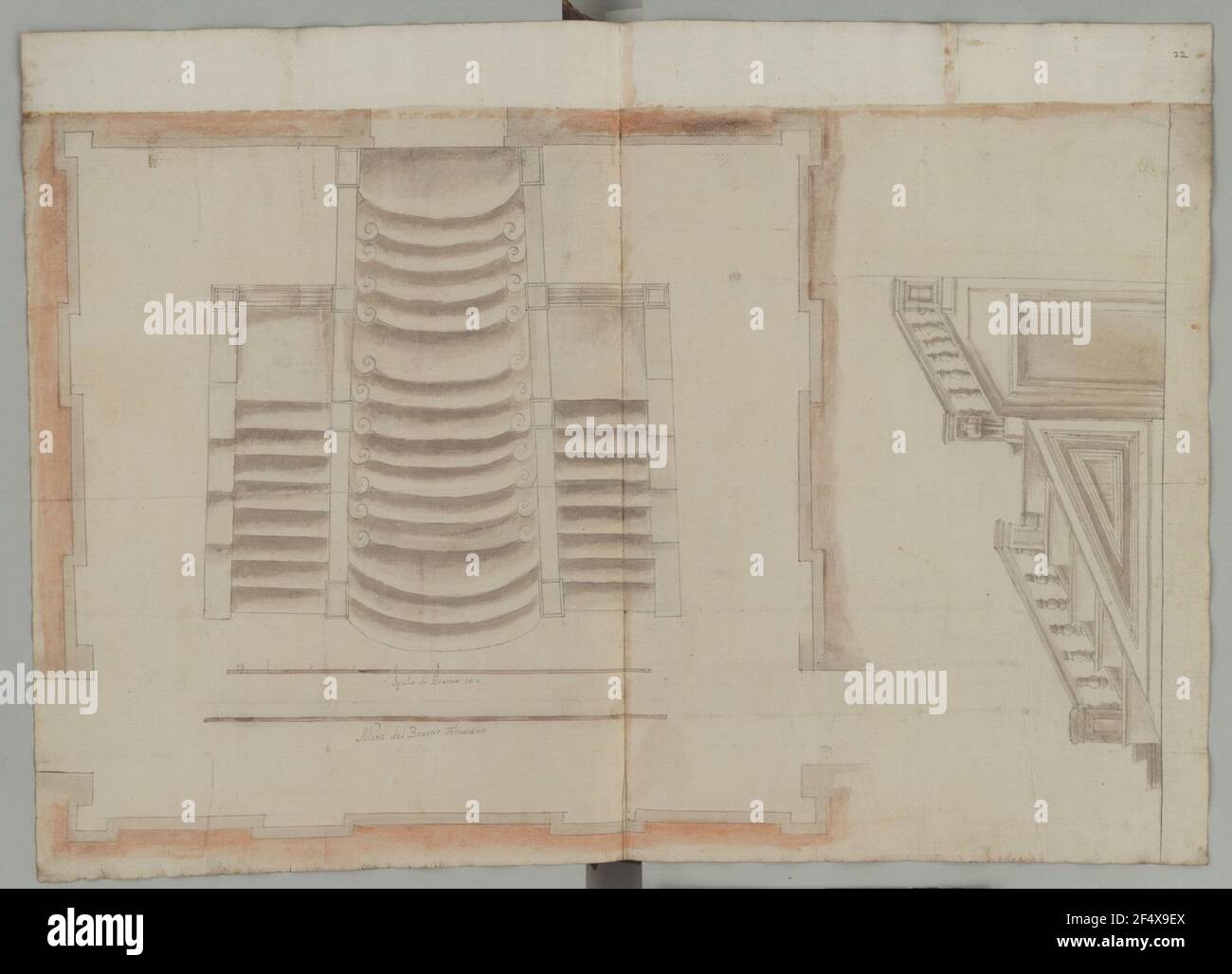 Florence, Biblioteca Laurenziana, staircase, floor plan and view Stock ...
