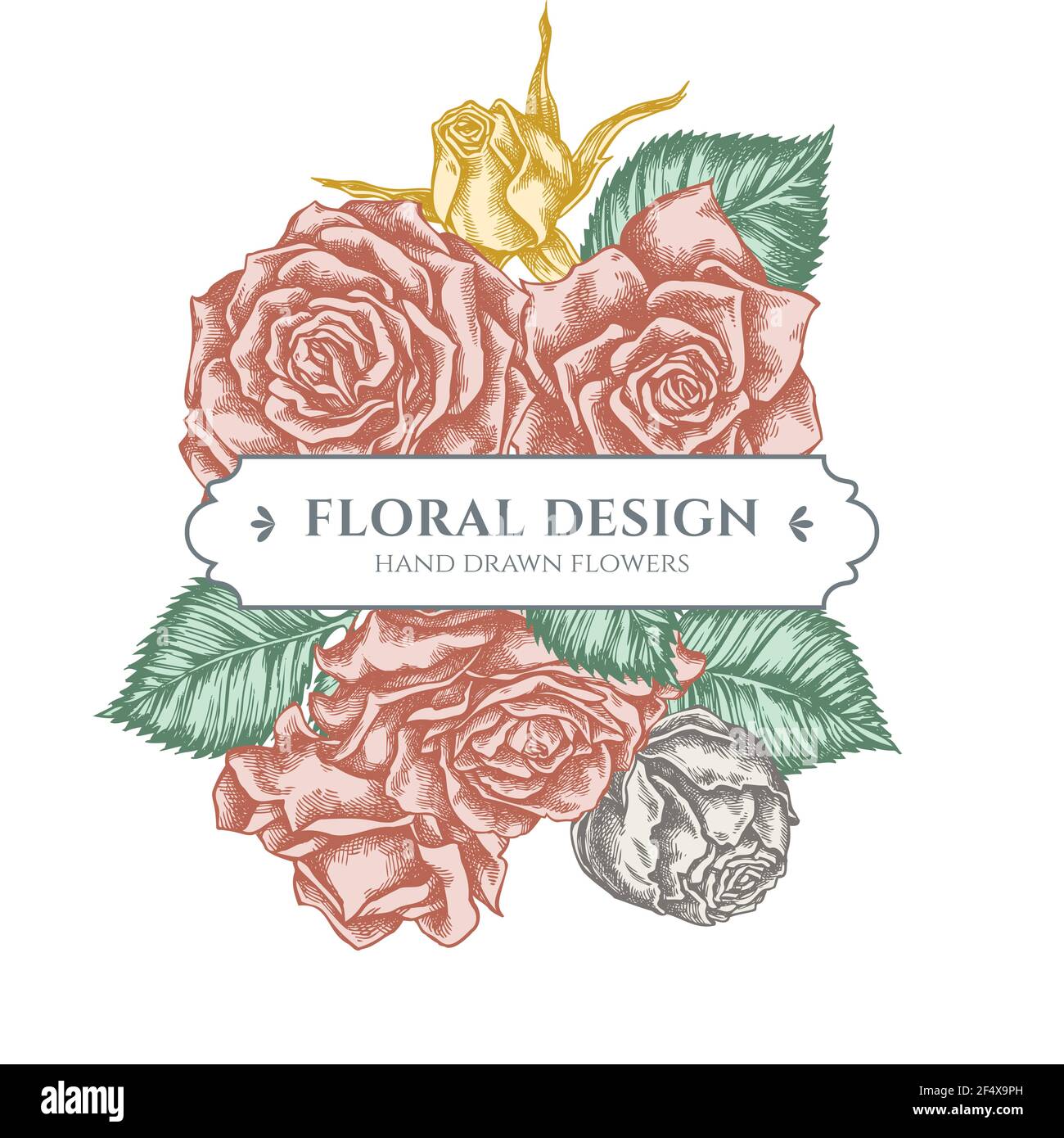 Floral bouquet design with pastel roses Stock Vector Image & Art - Alamy