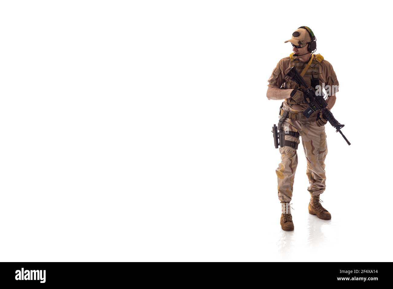 man military outfit a mercenary soldier in modern times on a white ...