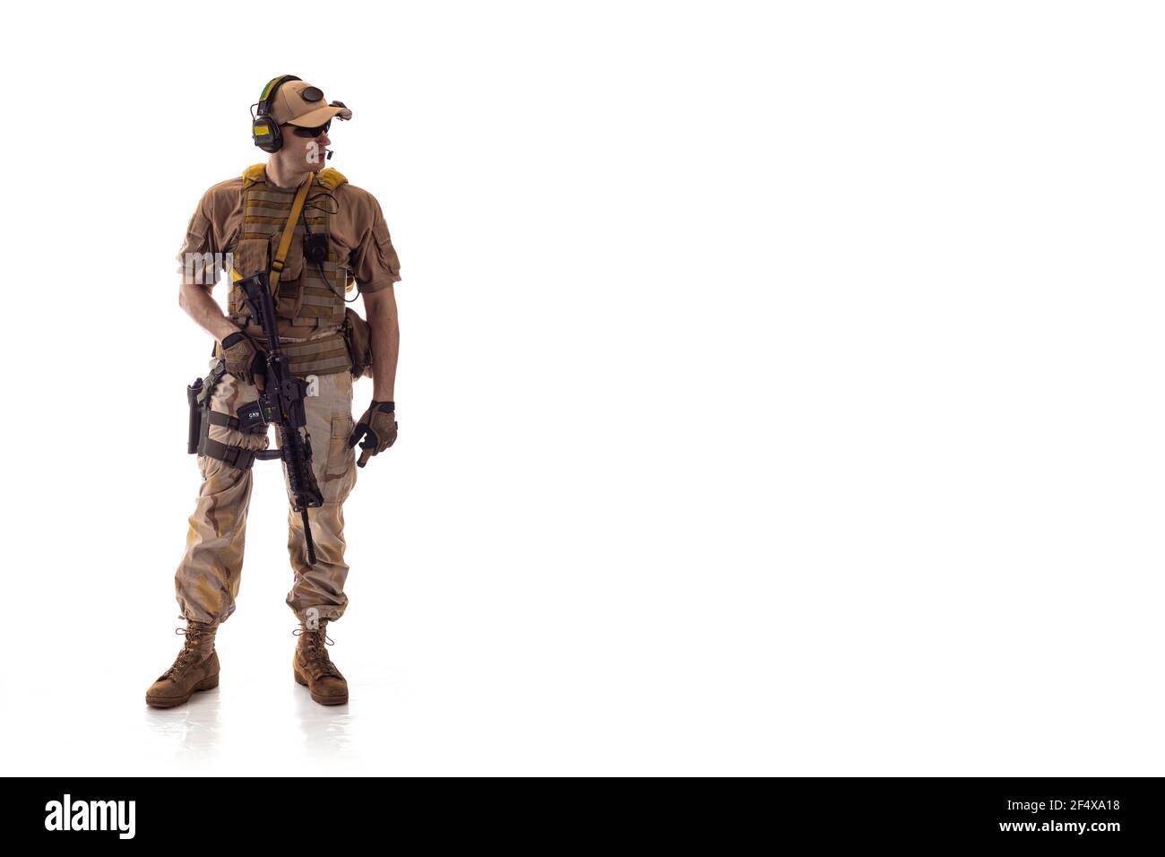 man military outfit a mercenary soldier in modern times on a white ...