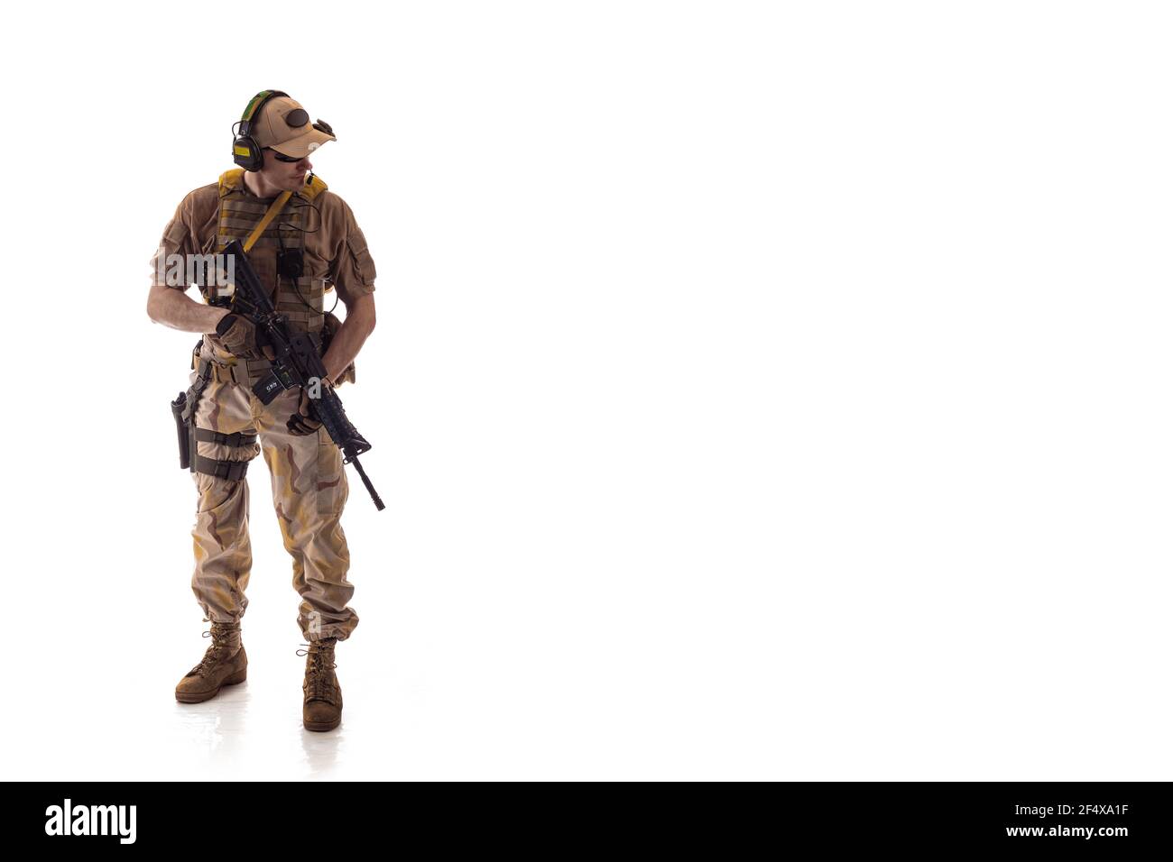 man military outfit a mercenary soldier in modern times on a white ...