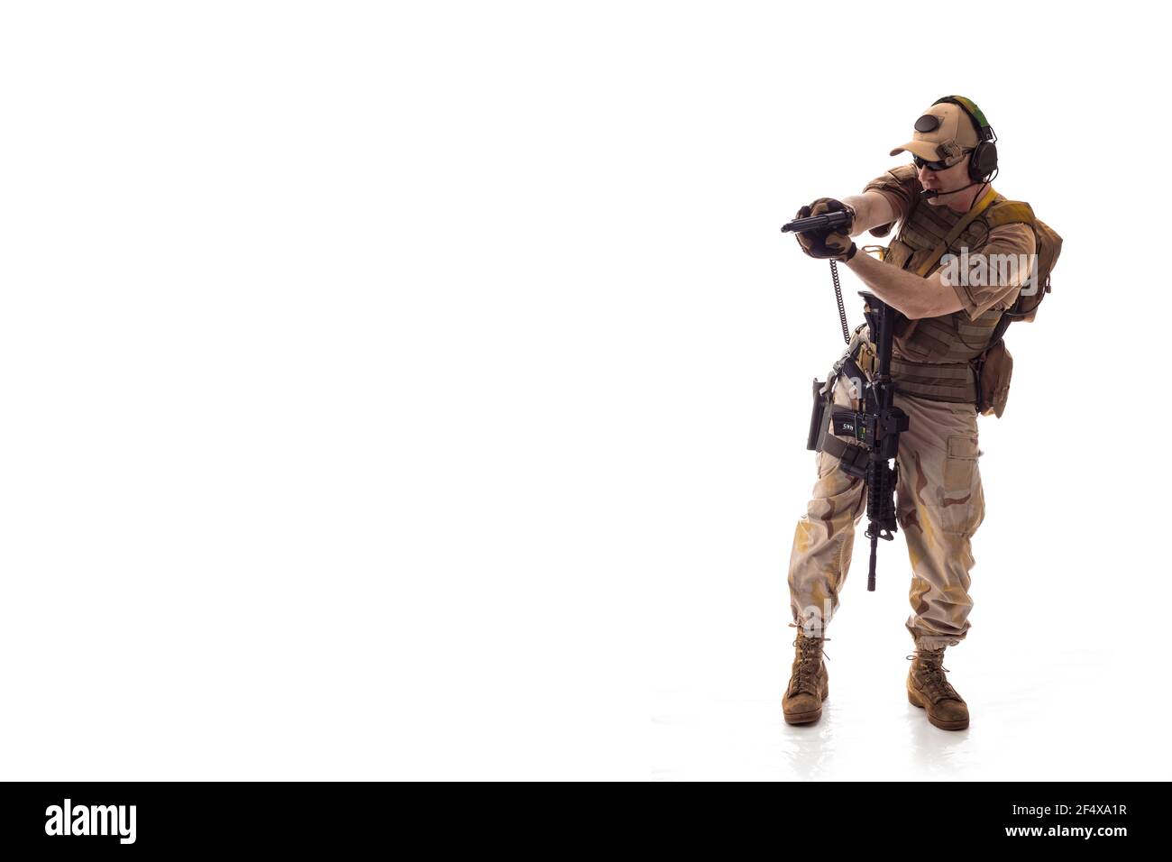 man military outfit a mercenary soldier in modern times on a white ...