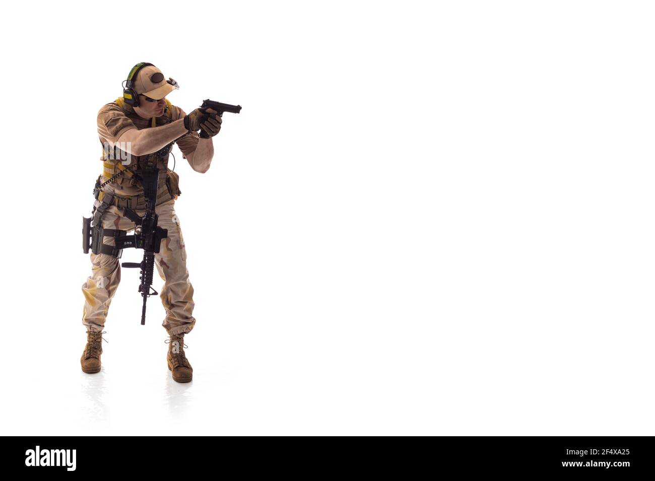 man military outfit a mercenary soldier in modern times on a white ...