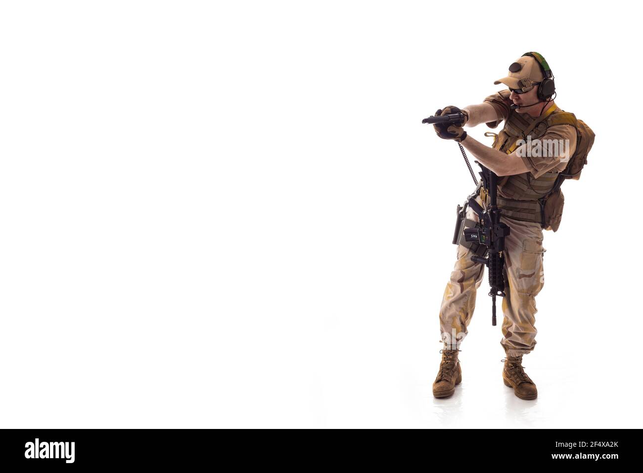 man military outfit a mercenary soldier in modern times on a white ...