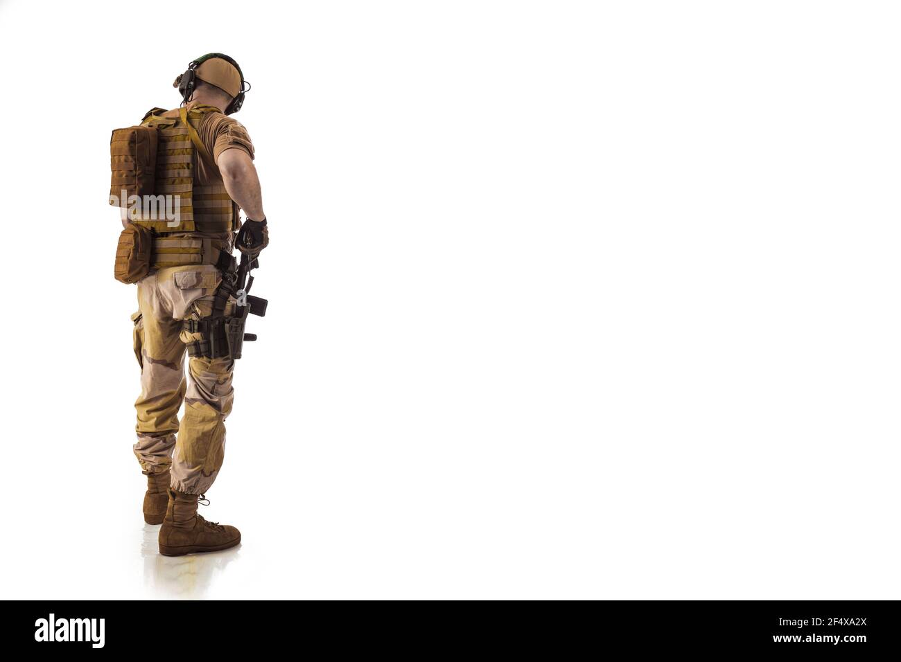 man military outfit a mercenary soldier in modern times on a white ...