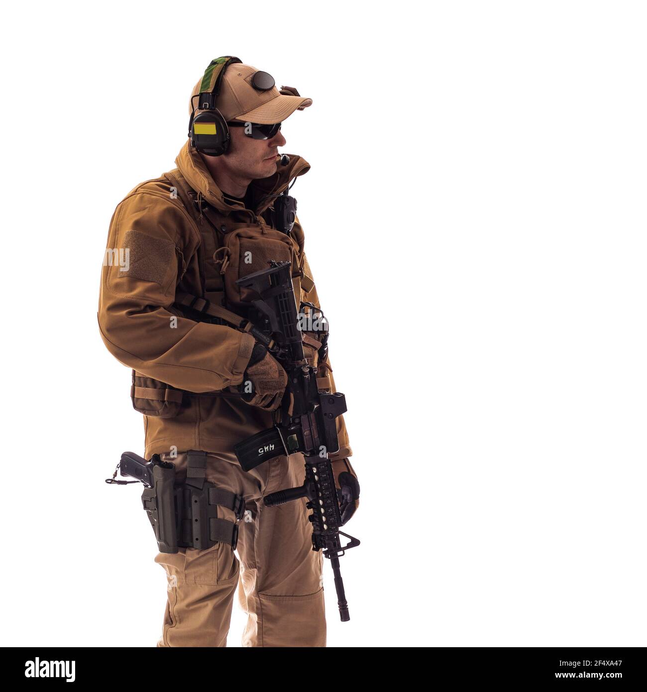 portrait of a man military outfit a mercenary soldier in modern times ...