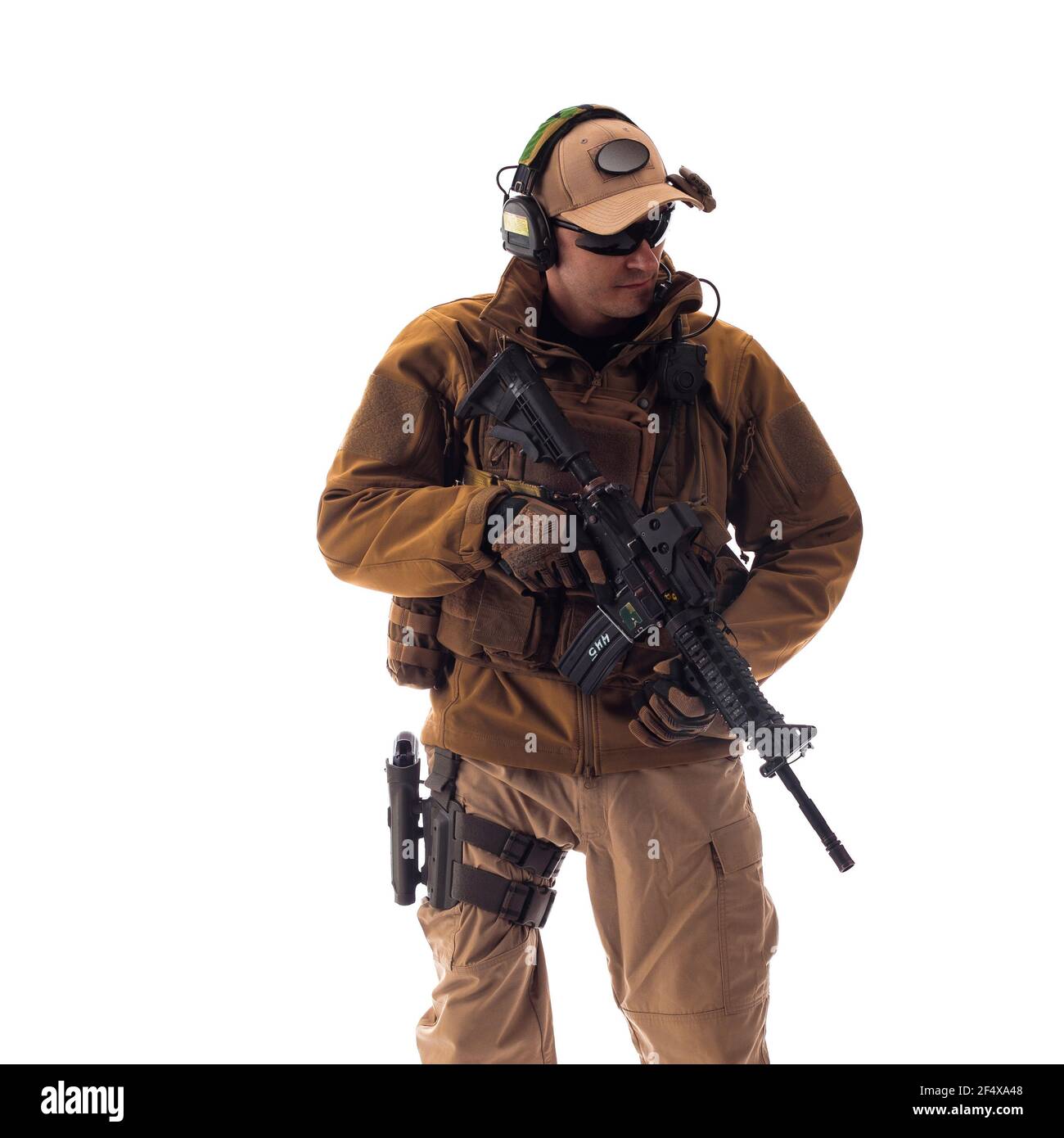 portrait of a man military outfit a mercenary soldier in modern times ...