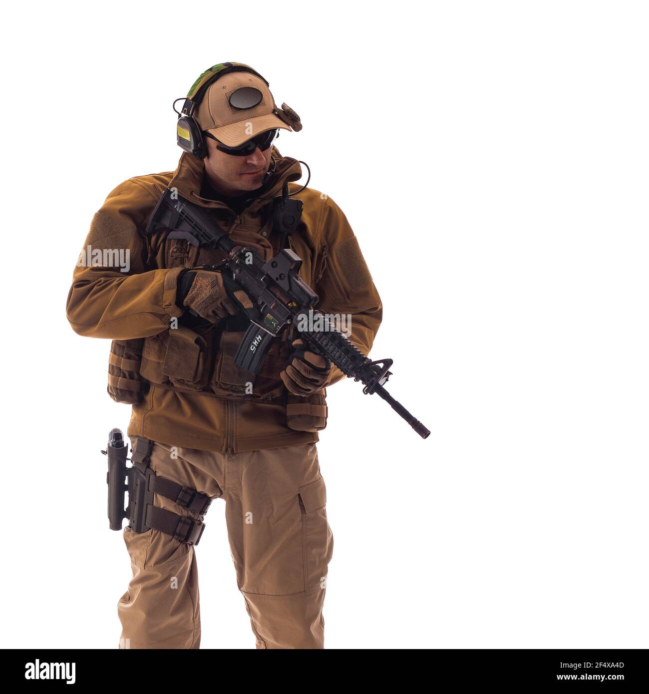 portrait of a man military outfit a mercenary soldier in modern times ...