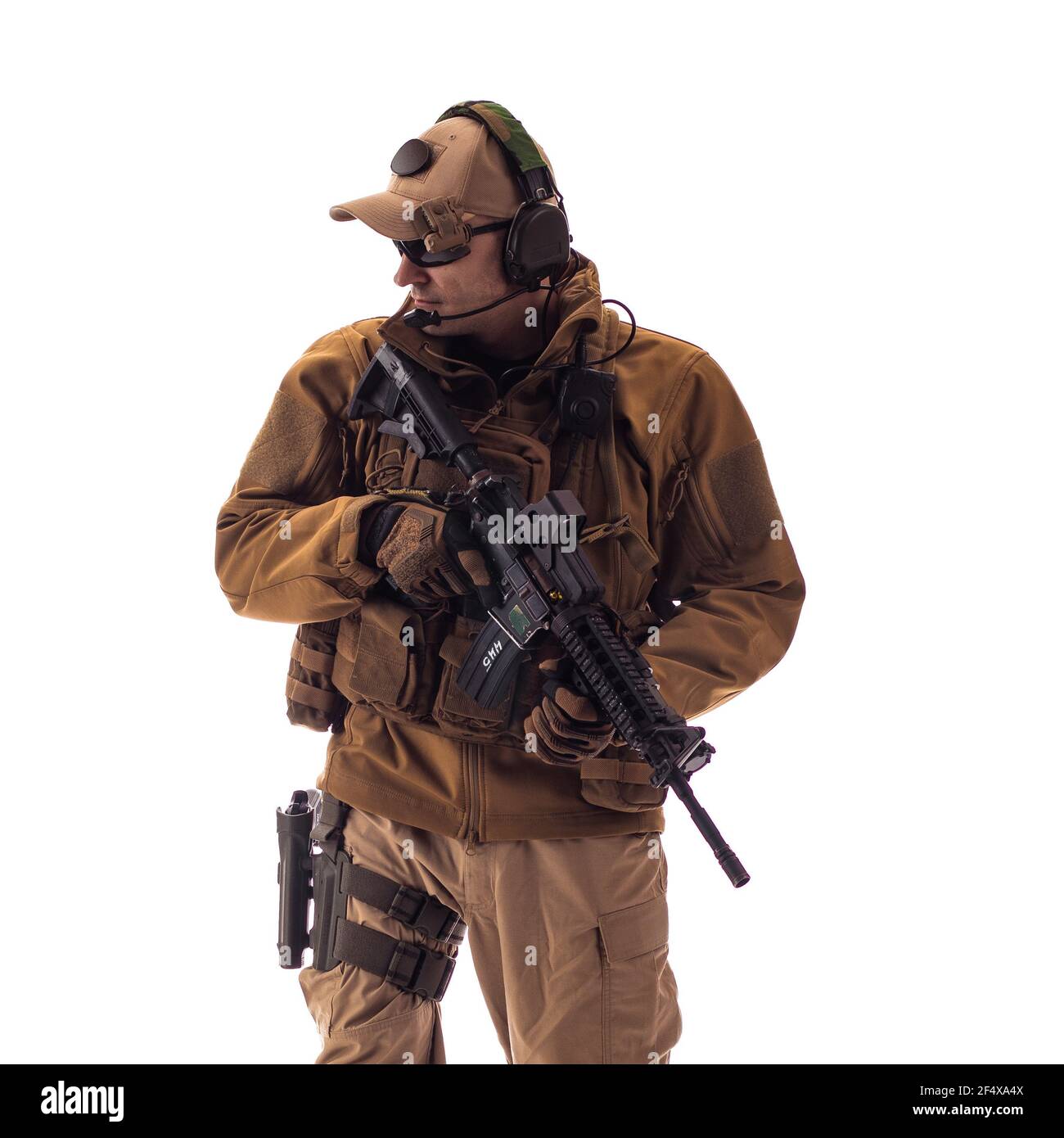 portrait of a man military outfit a mercenary soldier in modern times ...