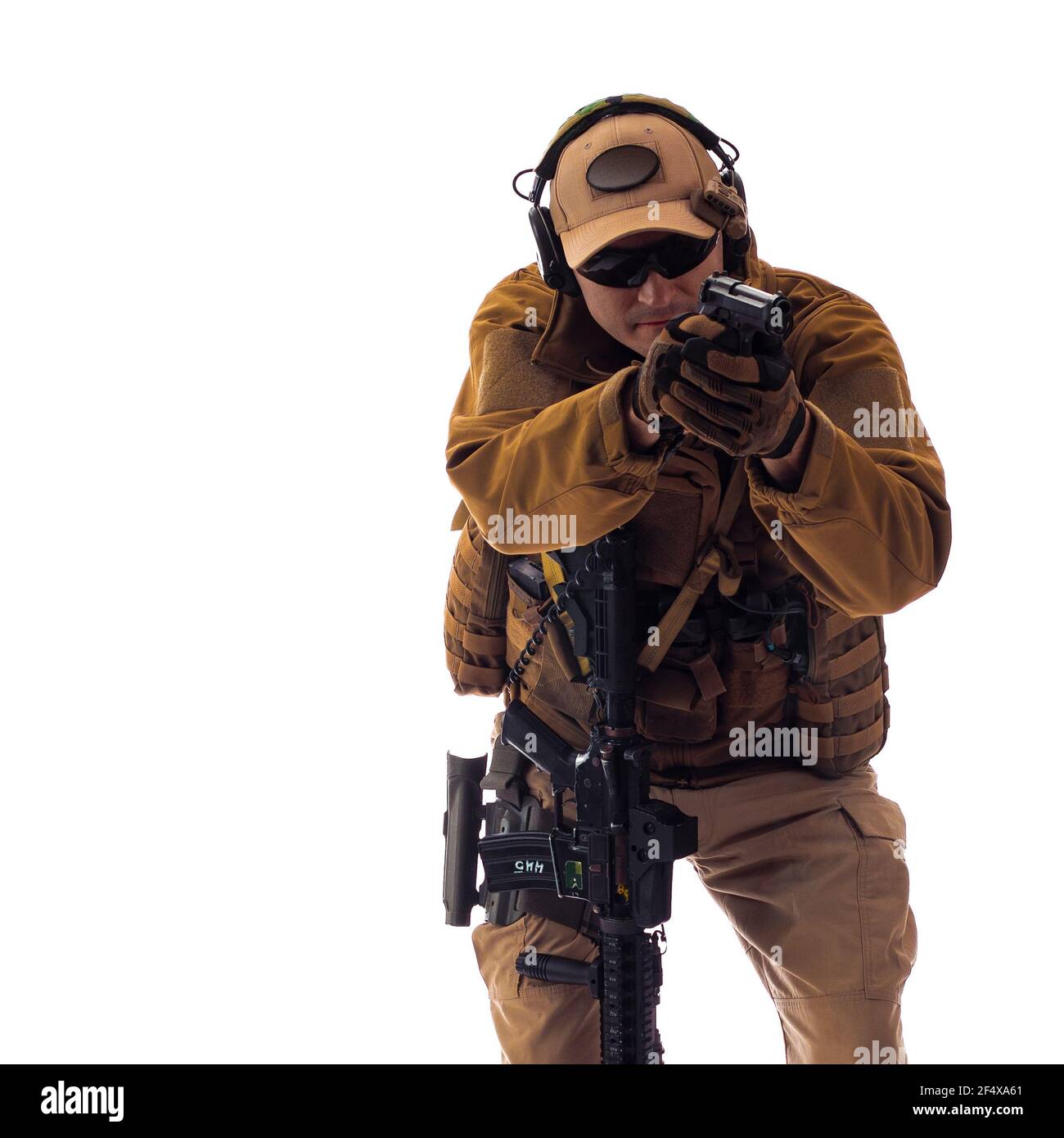 portrait of a man military outfit a mercenary soldier in modern times ...