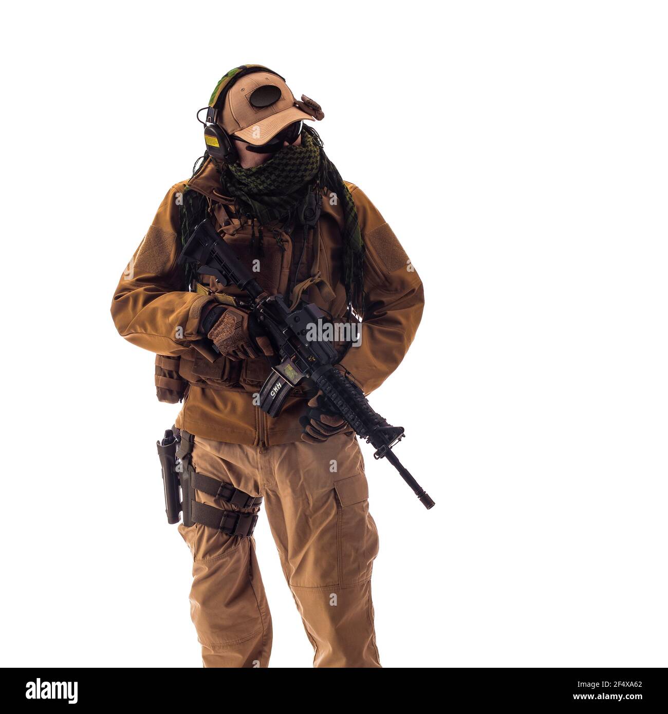 portrait of a man military outfit a mercenary soldier in modern times ...