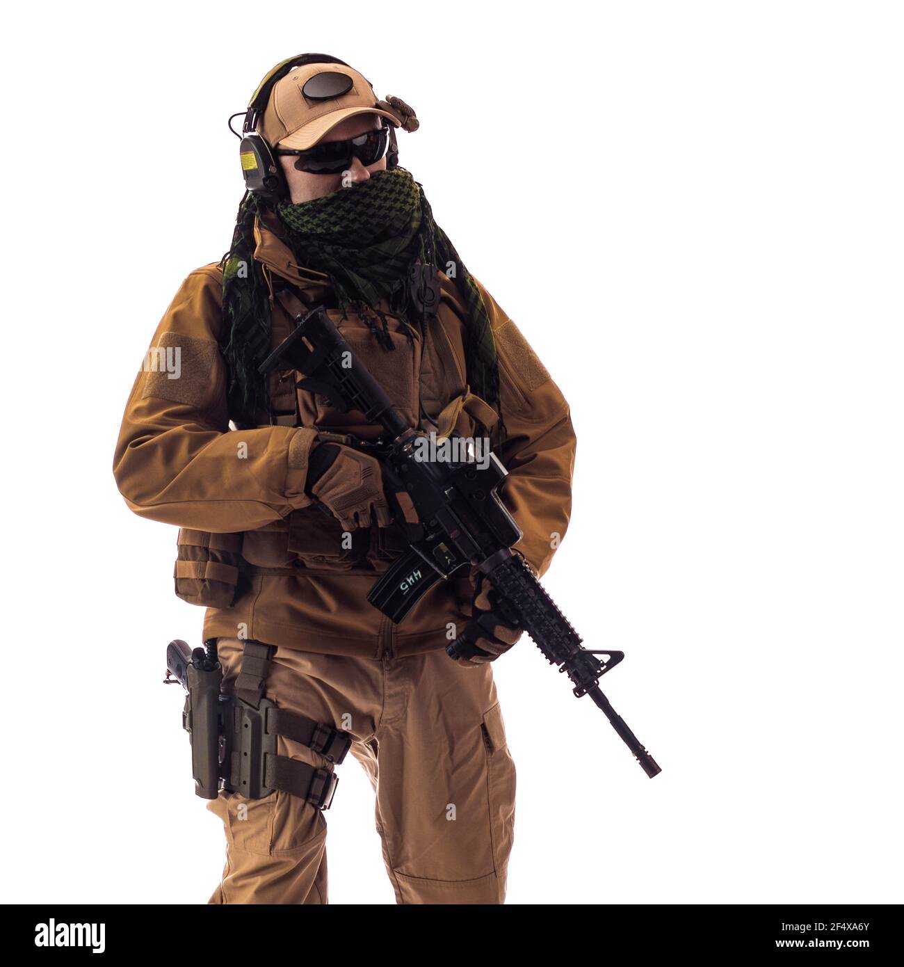 portrait of a man military outfit a mercenary soldier in modern times ...
