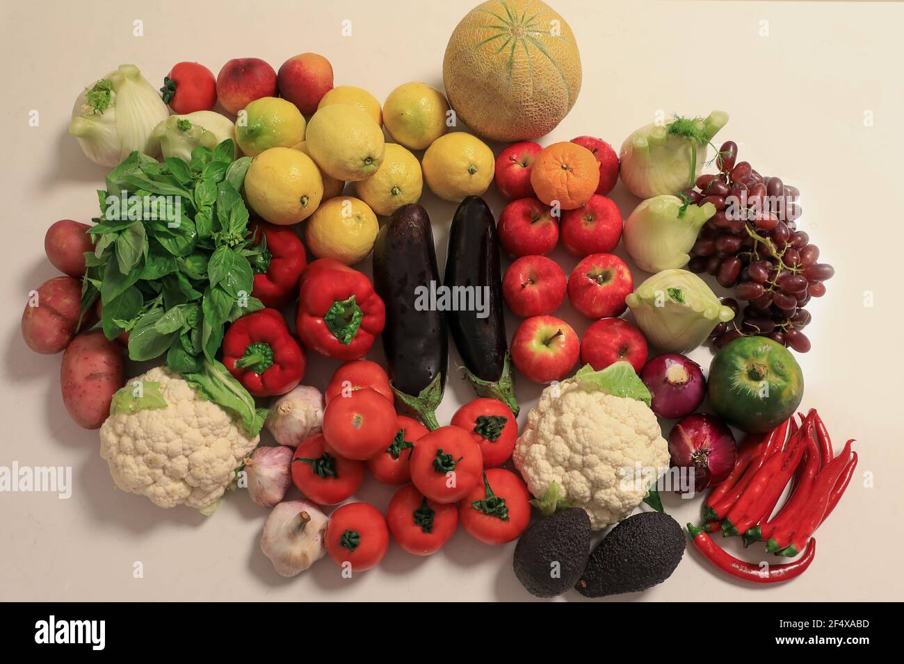 A variety of fruits and vegetables. Healthy food concept Stock Photo ...