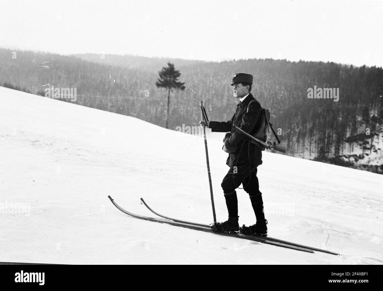 Forstmann on snowshoes Stock Photo - Alamy