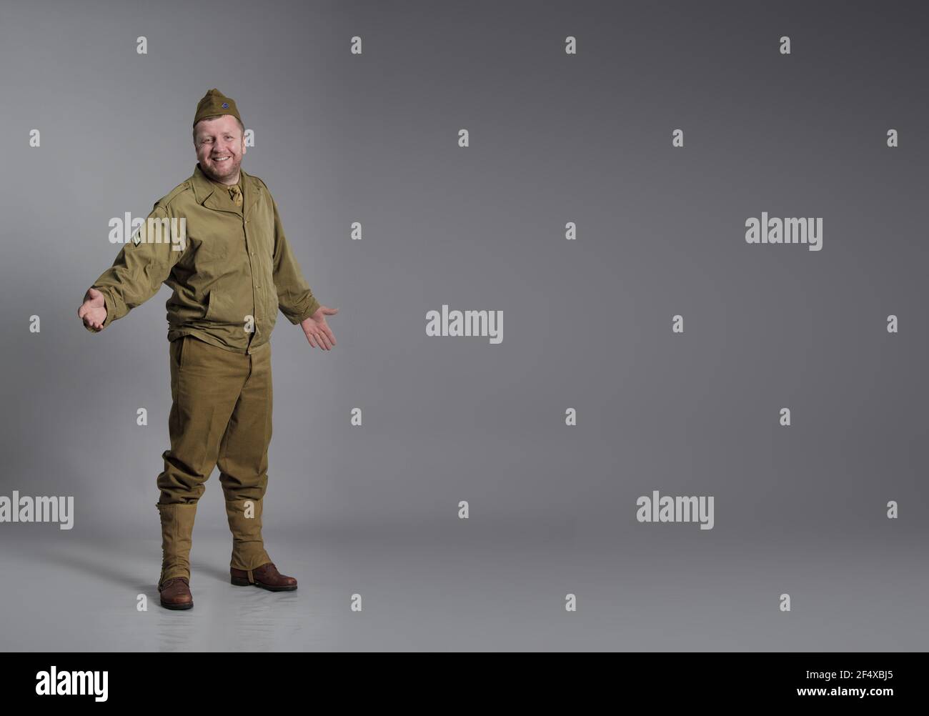 The man is an actor in the military uniform of an American ranger ...