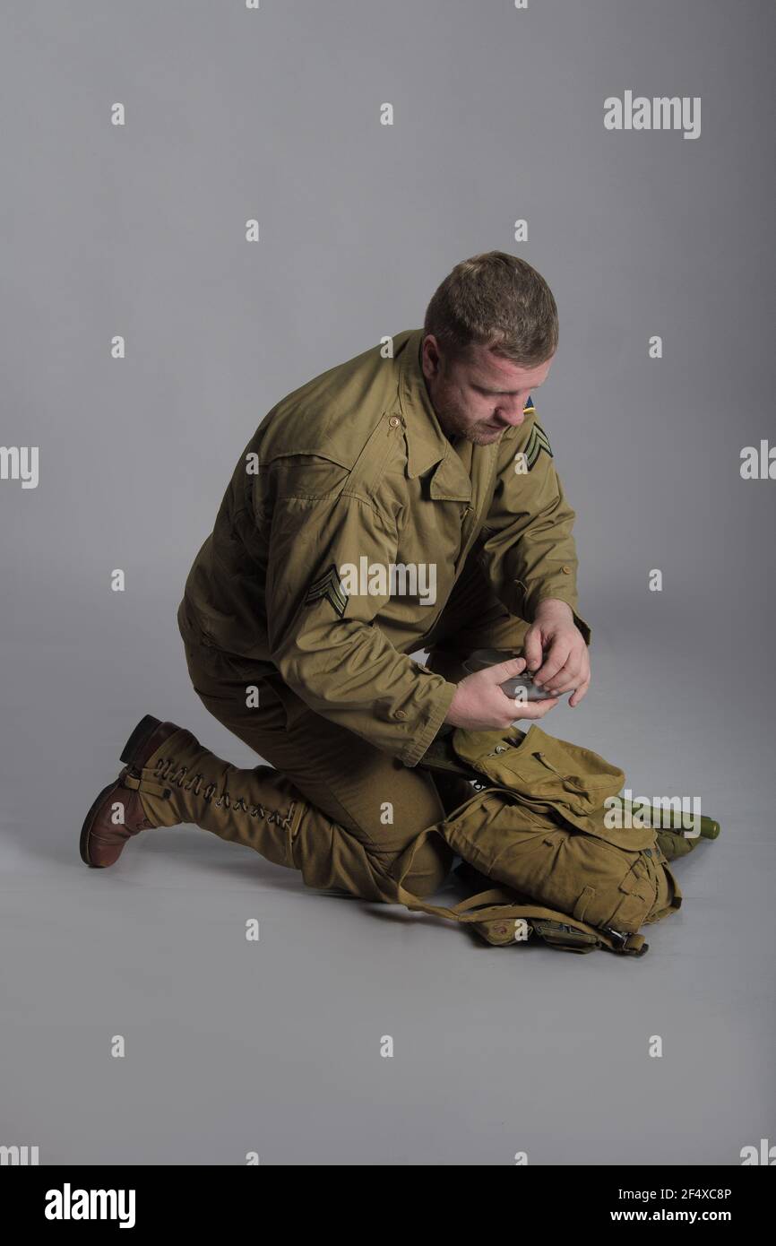 The man is an actor in the military uniform of an American ranger ...