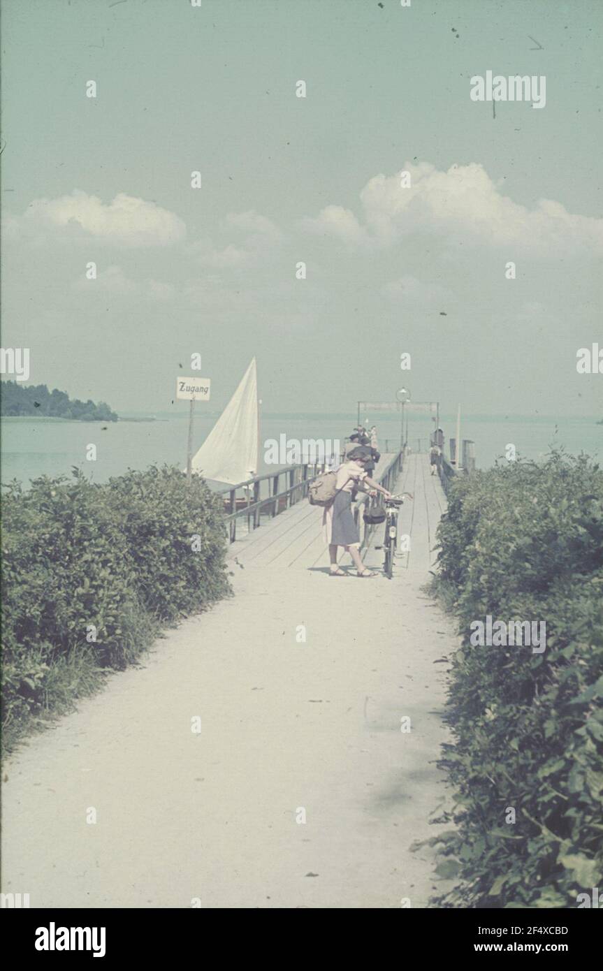 Germany. Access to a ferry station. View with waiting passengers Stock ...