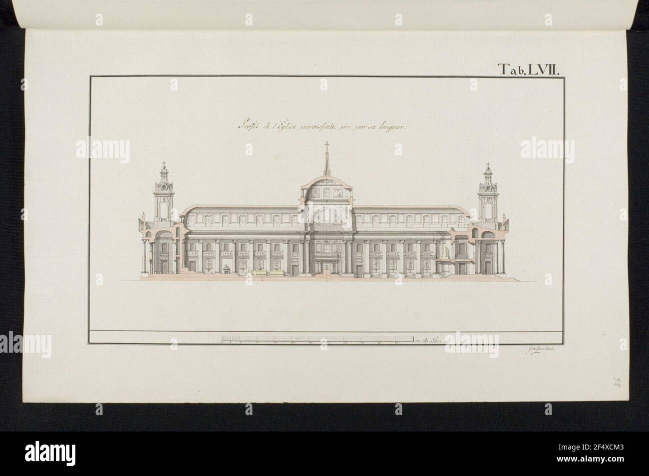 Parish church, Catholic, ideal design, longitudinal section Stock Photo ...