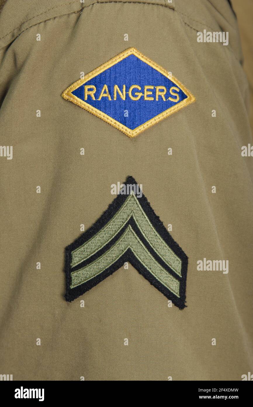 Details of the uniform of the American ranger of the period of the ...