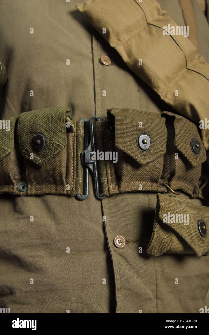 Male artist in military uniform of the American ranger of the period of ...