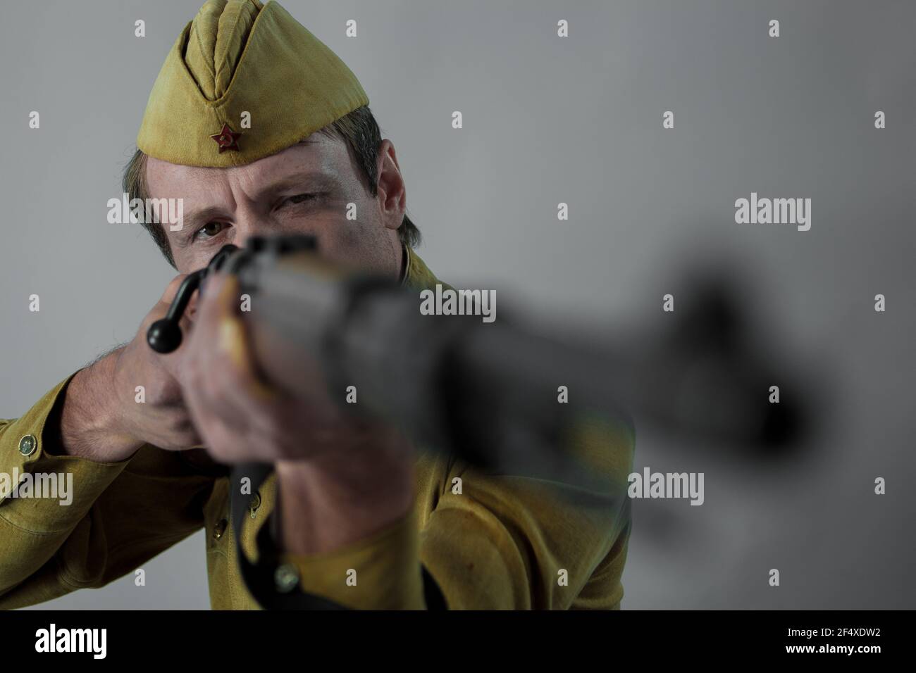 portrait of a man in the form of a soldier of the Red Army of the ...