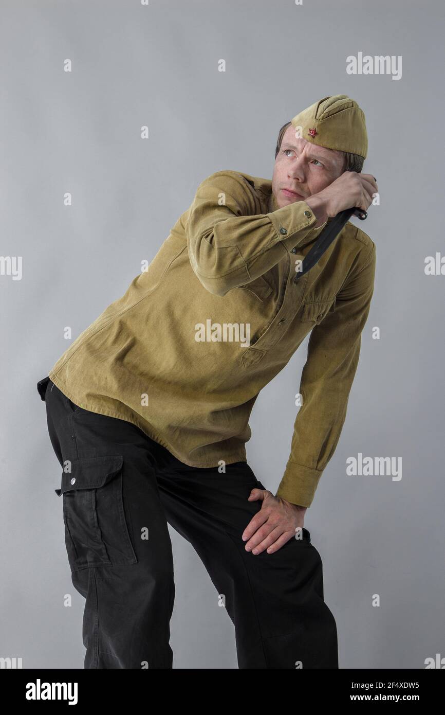 portrait of a man in the form of a soldier of the Red Army of the ...