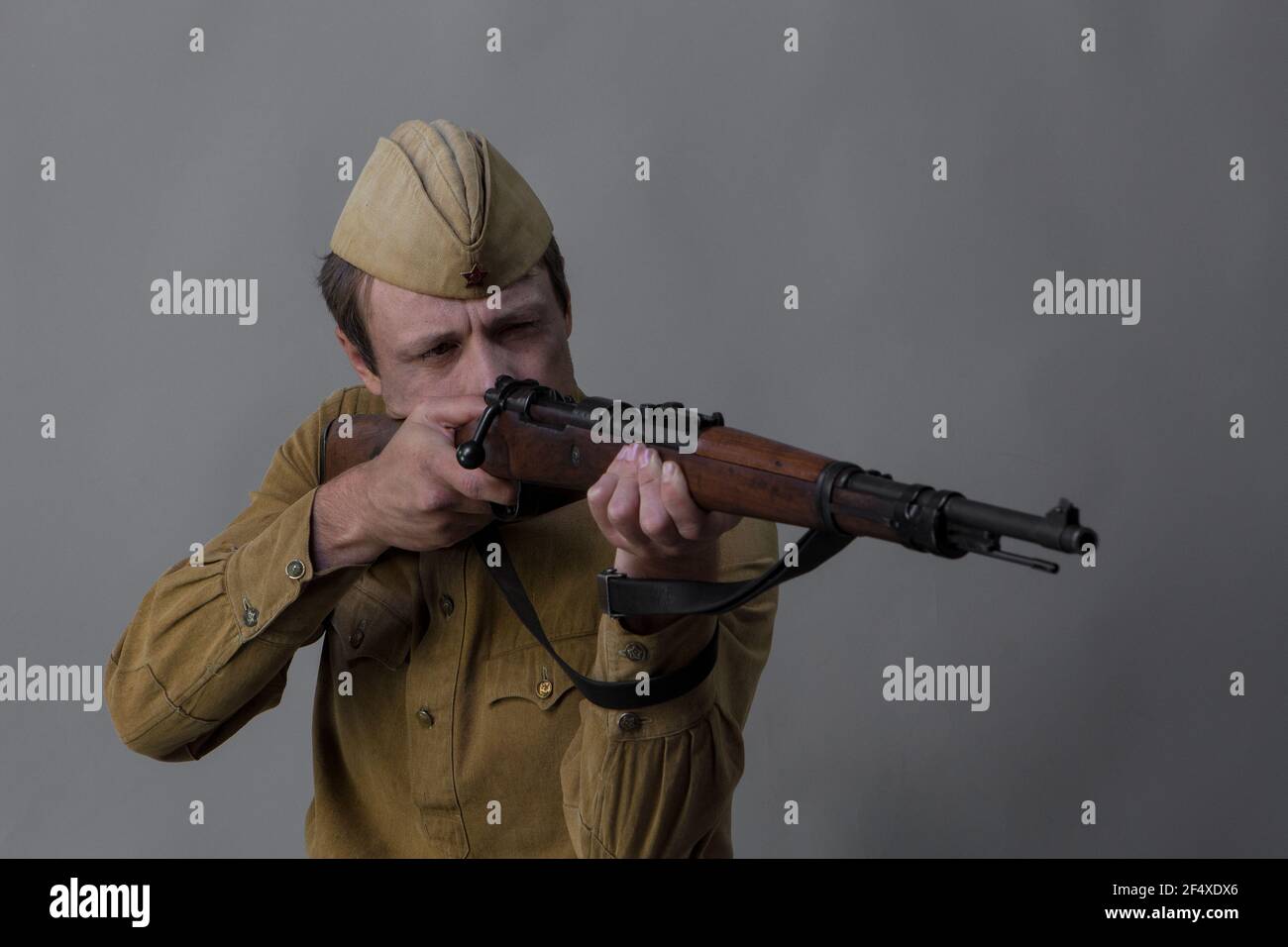 portrait of a man in the form of a soldier of the Red Army of the ...