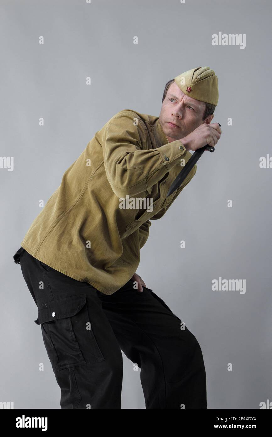 portrait of a man in the form of a soldier of the Red Army of the ...