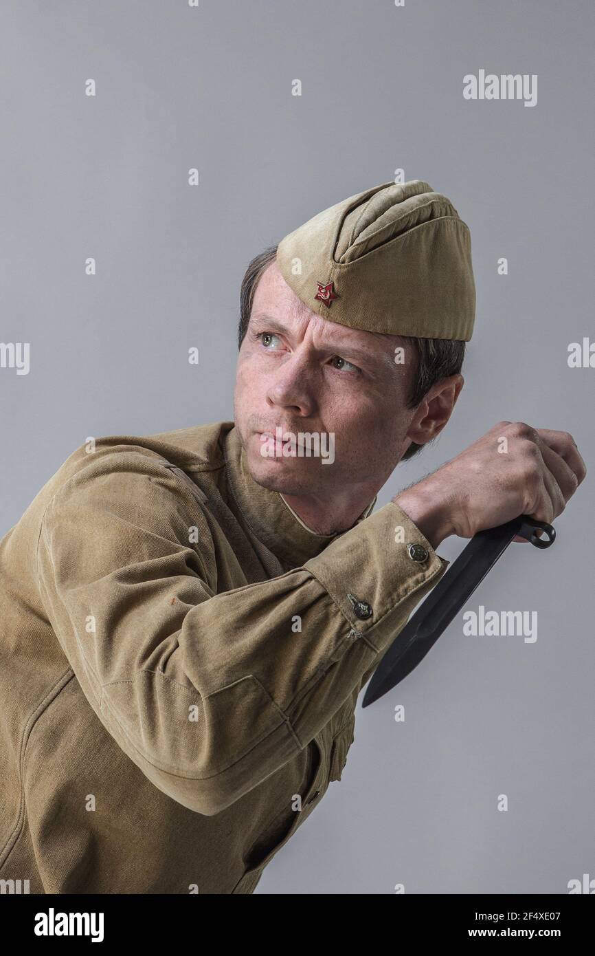 portrait of a man in the form of a soldier of the Red Army of the ...