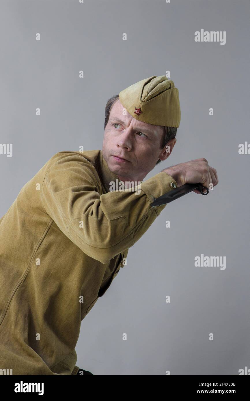 portrait of a man in the form of a soldier of the Red Army of the ...