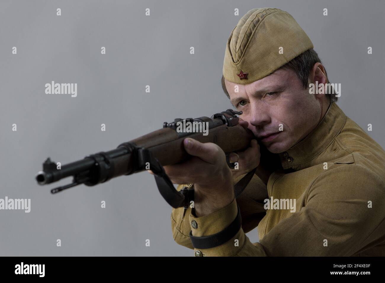 portrait of a man in the form of a soldier of the Red Army of the ...