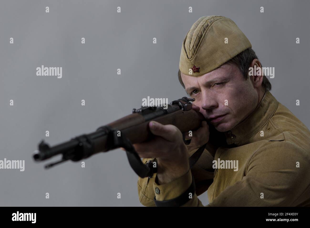 portrait of a man in the form of a soldier of the Red Army of the ...