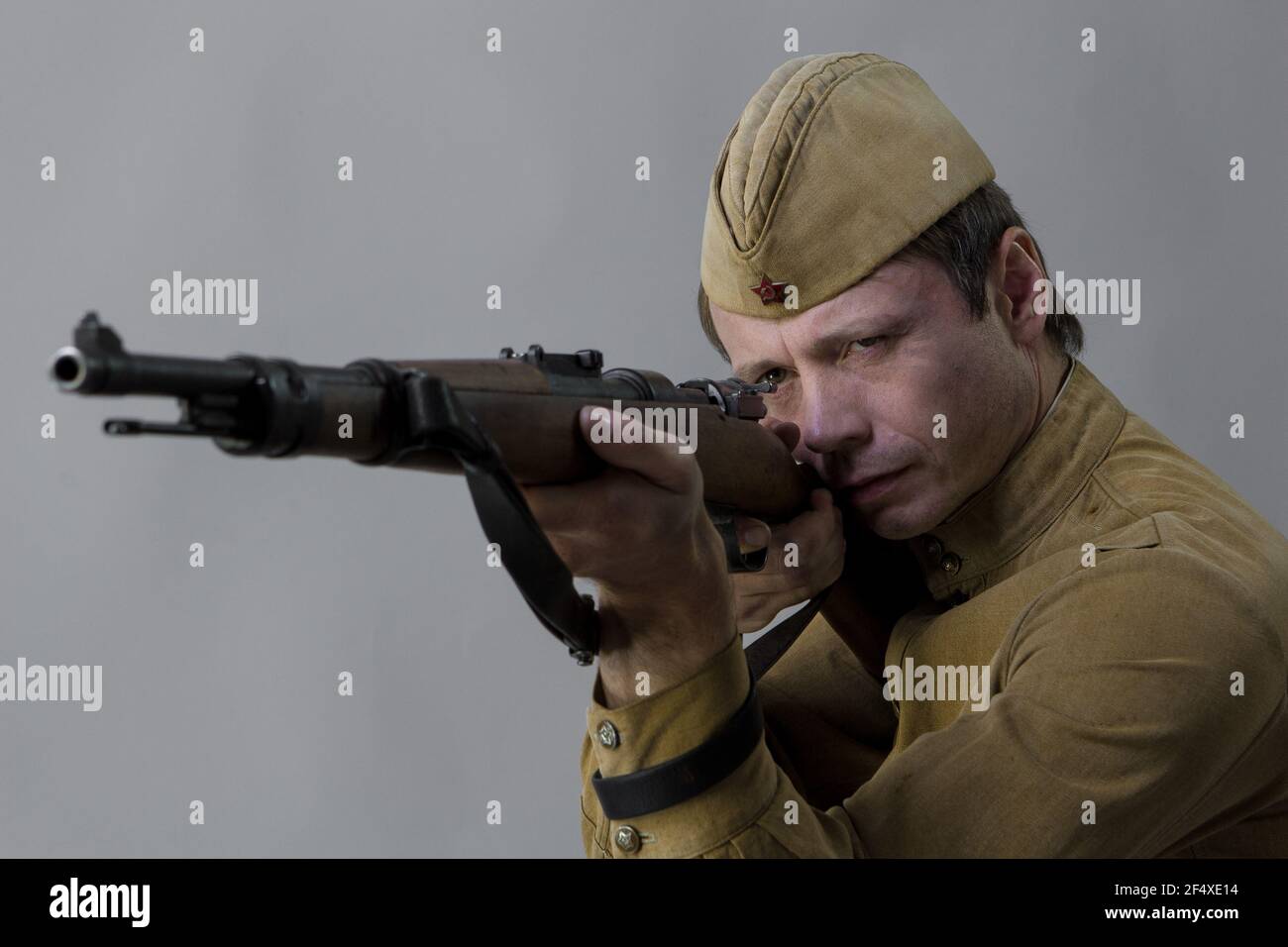portrait of a man in the form of a soldier of the Red Army of the ...