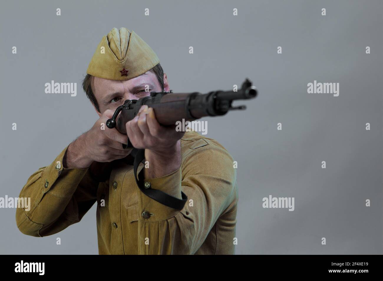 portrait of a man in the form of a soldier of the Red Army of the ...