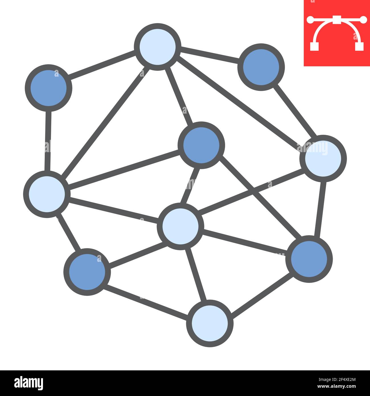 Distributed network color line icon, connect and marketing ...