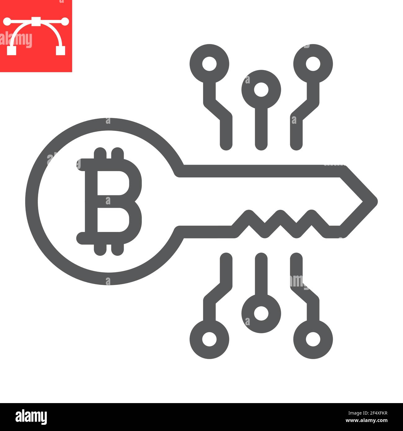 Bitcoin key line icon, security and protection, digital key vector icon ...