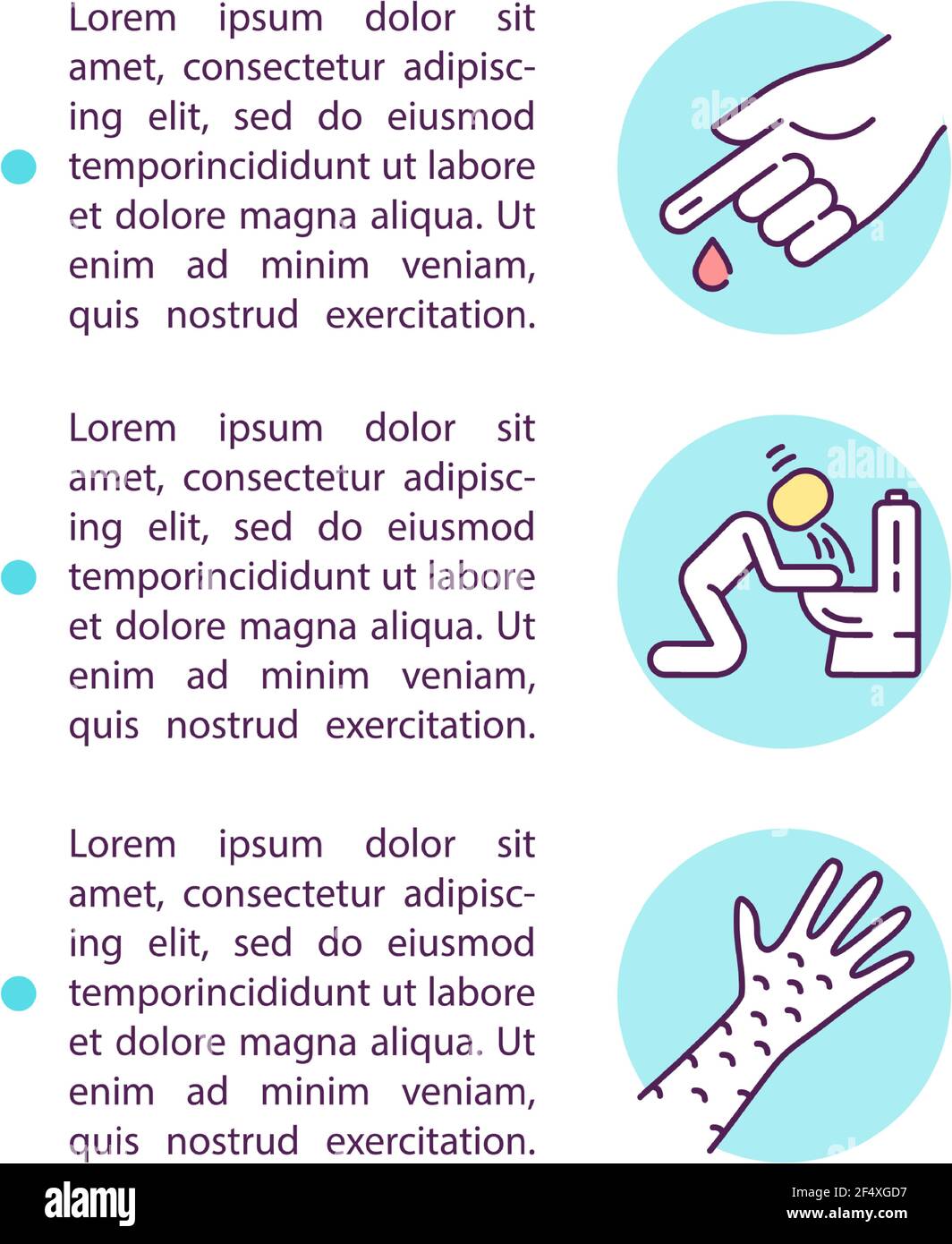 Non emergency medical situations concept line icons with text Stock ...