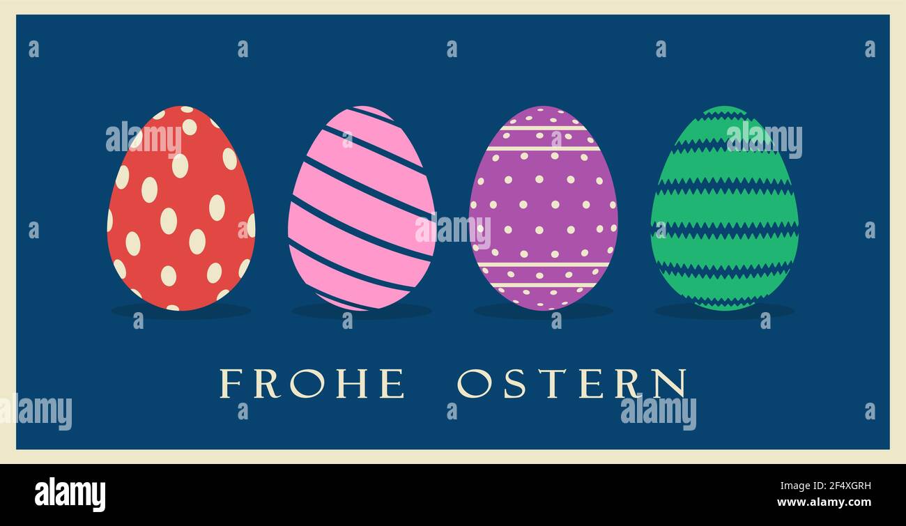 Easter Egg with german greetings on dark blue background. Translation ...