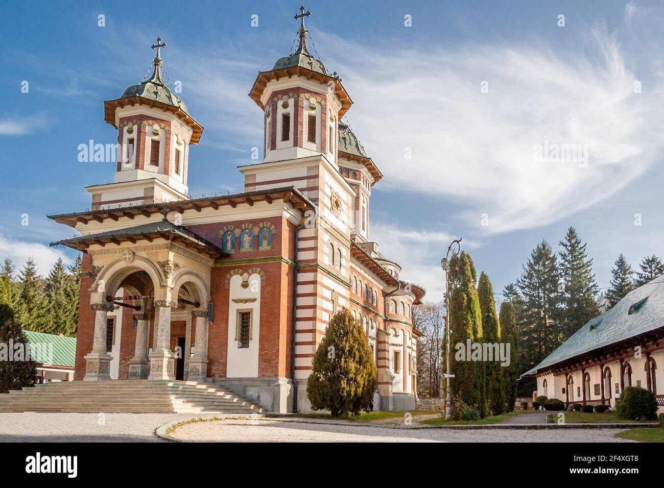 Sinaia Orthodox Monastery on Prahova Valley, Carpathian Mountains, in ...