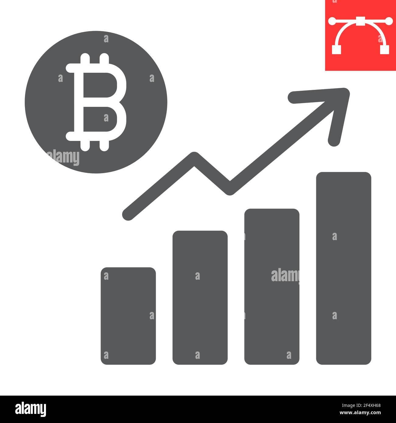 Bitcoin statistics glyph icon, graph and growth, bitcoin diagram vector ...
