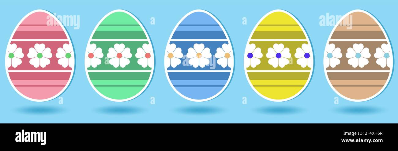 Happy Easter Egg array on light blue background. Seamless Useable. A ...